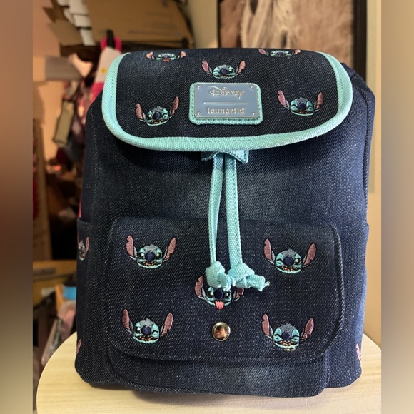 Loungefly | Bags | Loungefly Stitch Denim Drawstring Bag | Poshmark